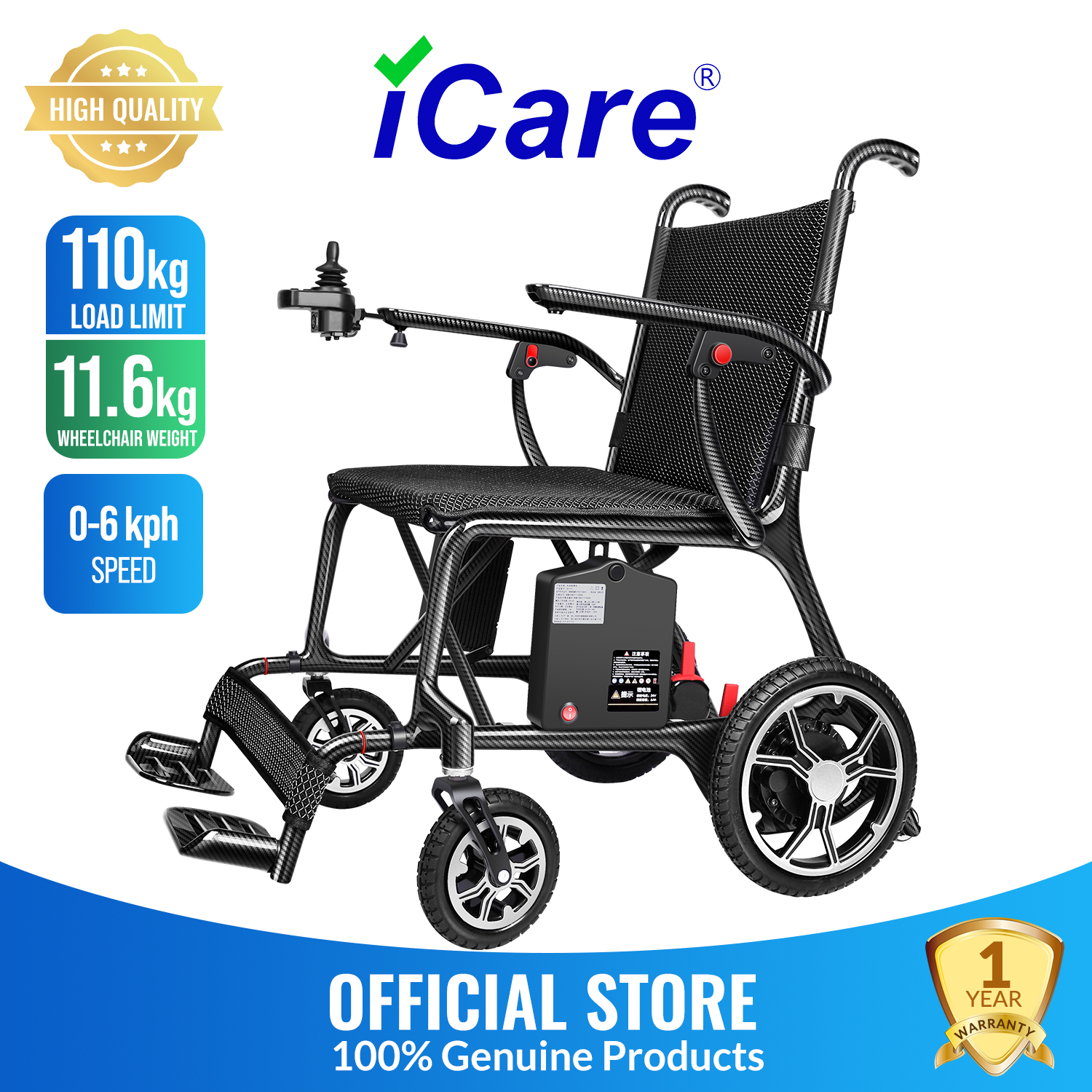 iCare EX920 Lightweight Foldable Electric Wheelchair with Carbon Fiber – iCare Philippines