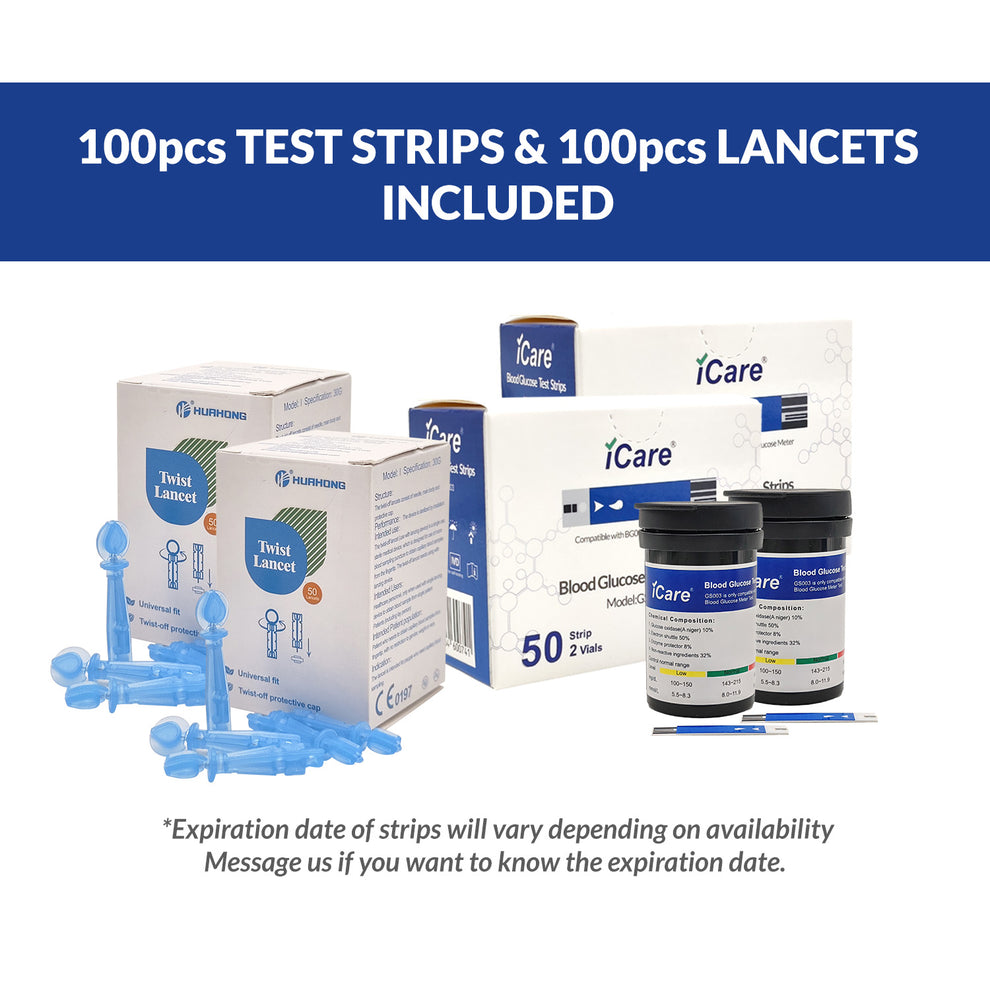 iCare BG003 Blood Glucose Monitor Complete set + 100pcs Test Strips ...
