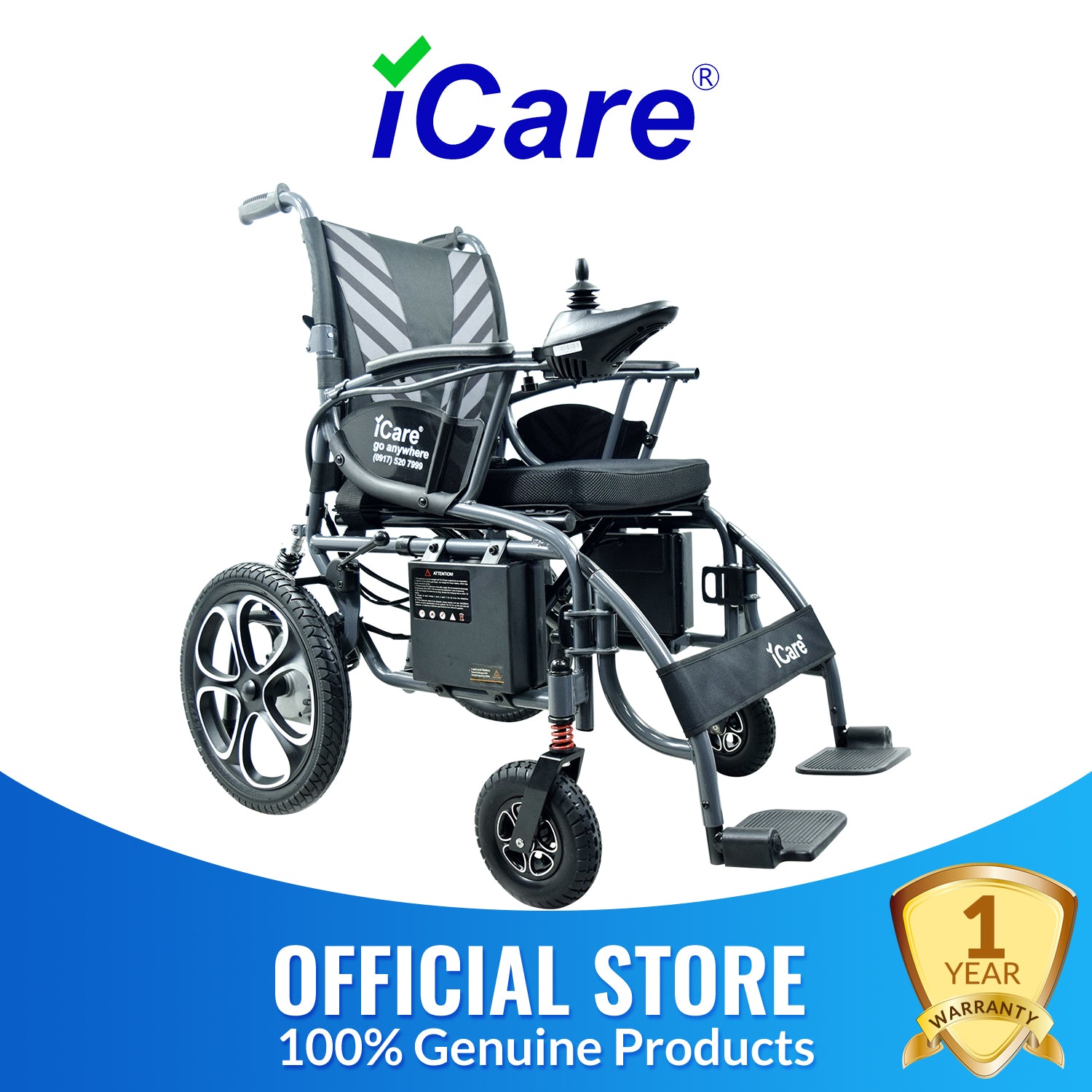 iCare® E610 Max Electromagnetic Brake Wheelchair Heavy Duty 16" for Di ...